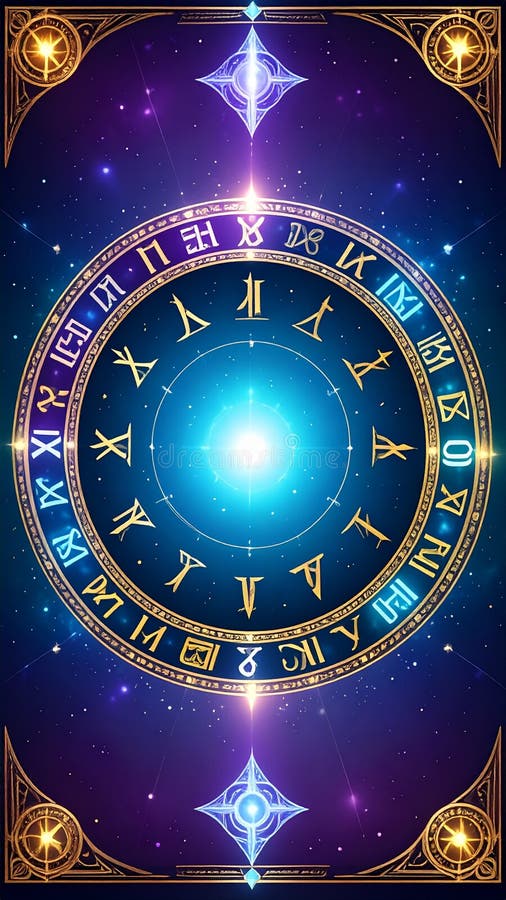 Mystical Cosmic Clock Face stock illustration. Illustration of stars ...