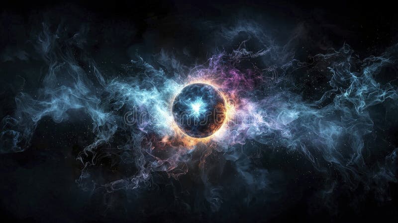 Mystical Cosmic Void Featuring Illuminated Sphere Outer Space Digital ...