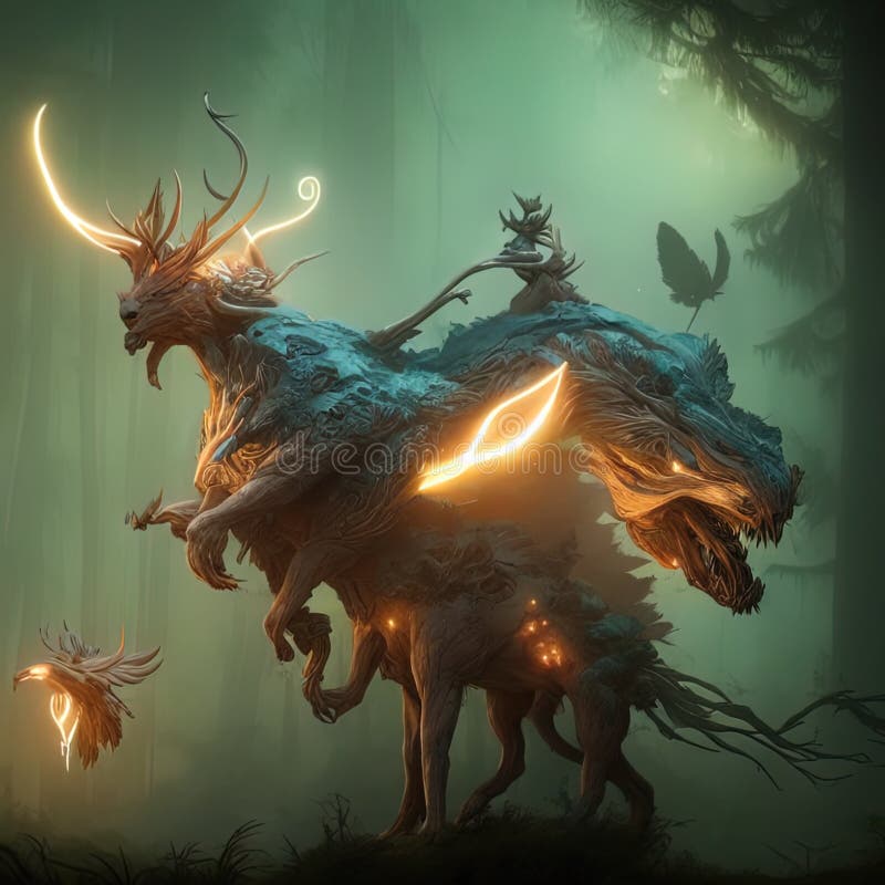 Mystical Creature, Fairy Tale Forest, Digital Illustration Stock ...