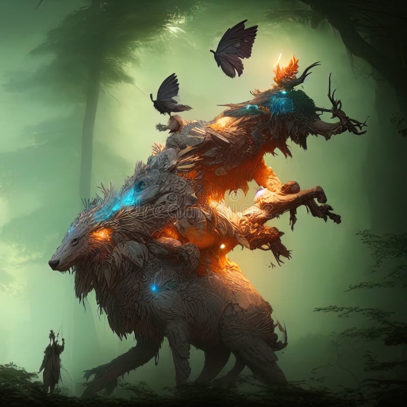 Mystical Creature, Fairy Tale Forest, Digital Illustration Stock ...