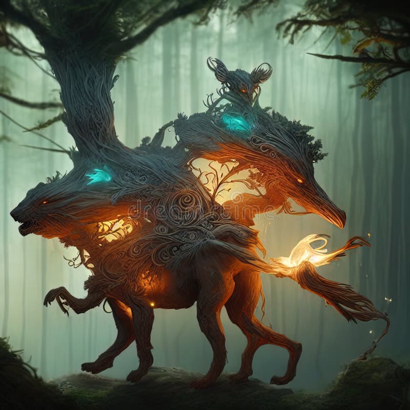 Mystical Creature, Fairy Tale Forest, Digital Illustration Stock ...