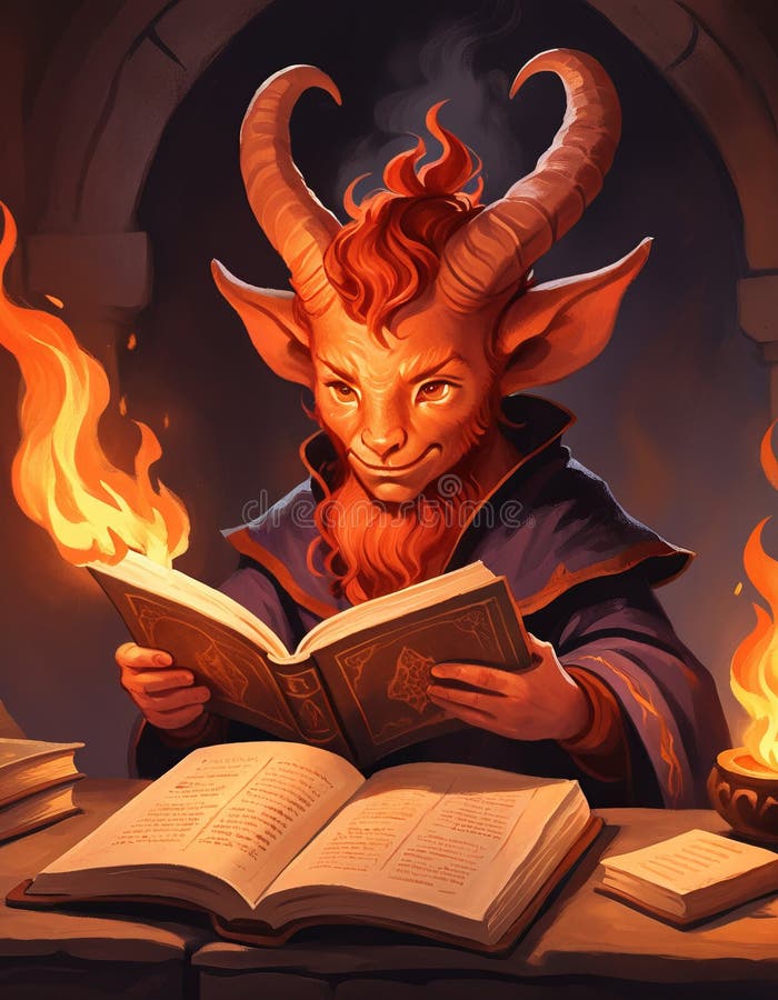 Mystical Creature Reading by Fiery Candlelight in Enchanted Library ...