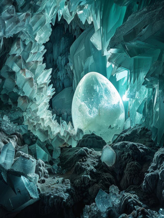 Mystical Crystal Cave with Glowing Orb Stock Illustration ...
