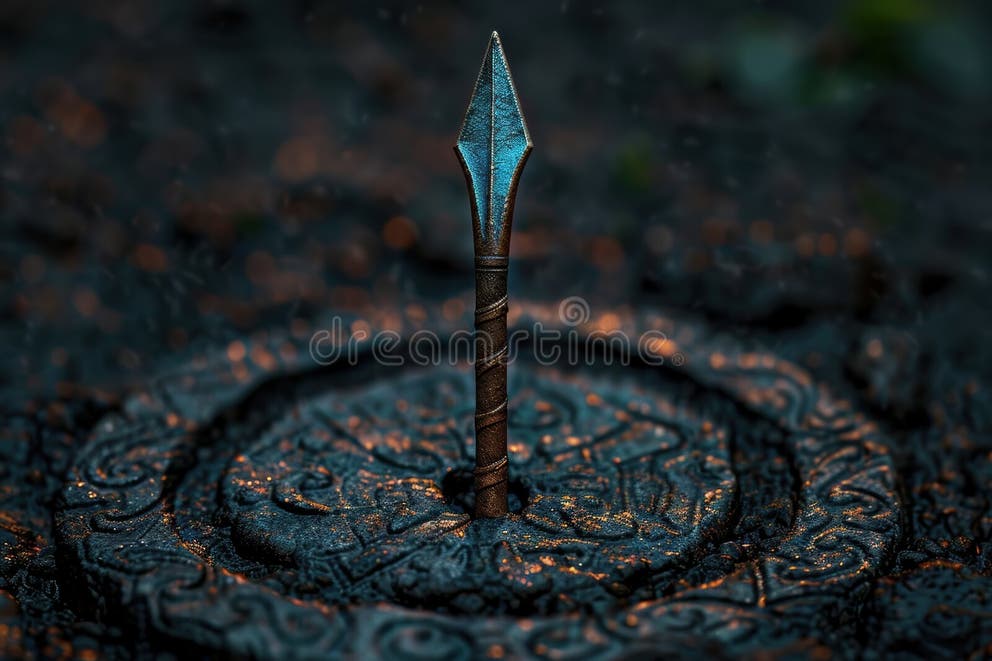 Mystical Crystal Dagger on Dark Background Stock Illustration ...