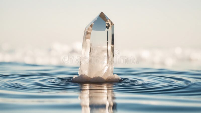 Mystical Crystal Quartz Monolith on Water. Stock Photo - Image of ...