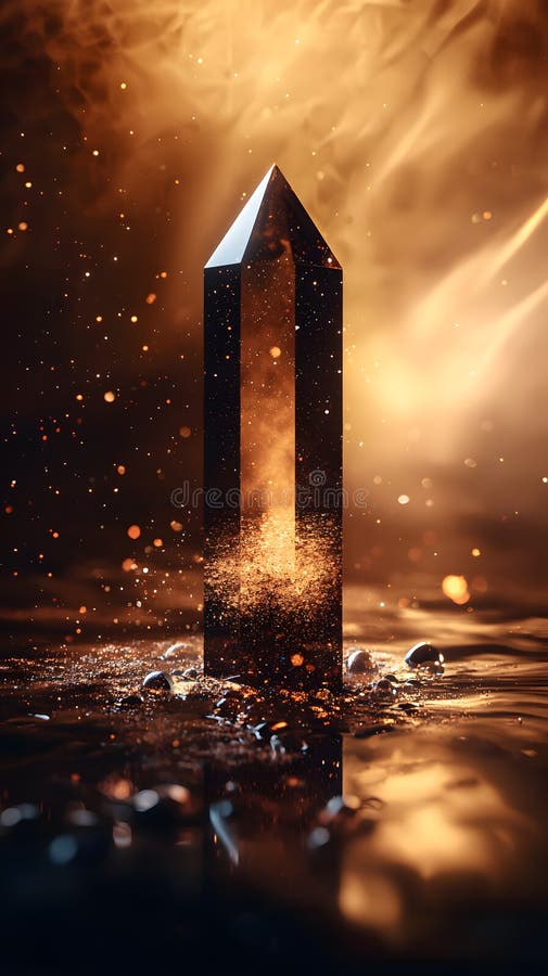 Mystical Crystalline Obelisk in Glowing Ambiance Stock Illustration ...