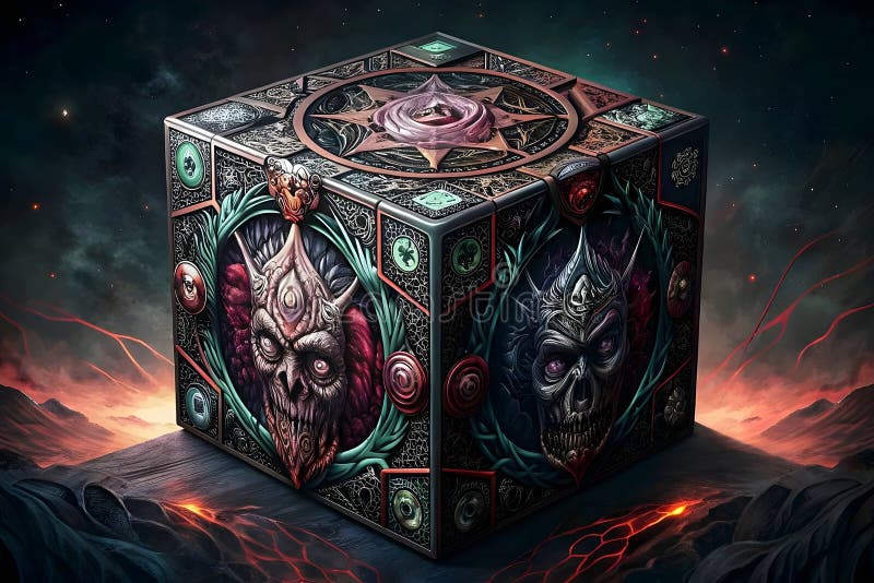 Mystical Cube Cosmic Horror Intricate Symbols Dark Fantasy Artwork ...