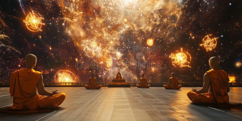 A Mystical 3D Background of a Celestial Temple Floating in Space, Where ...