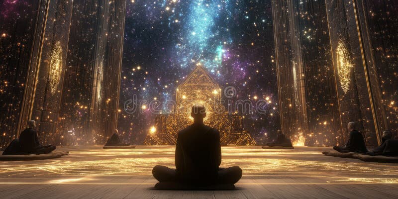 A Mystical 3D Background of a Celestial Temple Floating in Space, Where ...