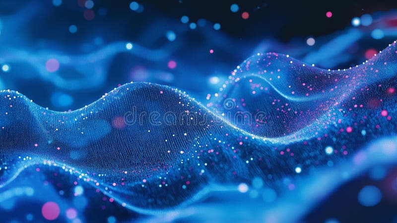 Mystical Dark Blue Space with Digital Code Streams and Binary Numbers ...