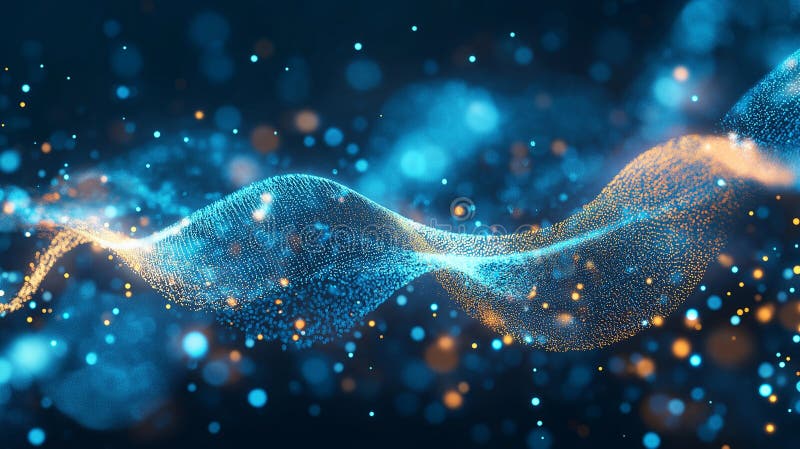 Mystical Dark Blue Space with Digital Code Streams and Binary Numbers ...