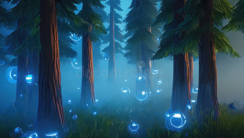 Forest Landscape Mist Floating Towering Trees Stock Photos - Free ...