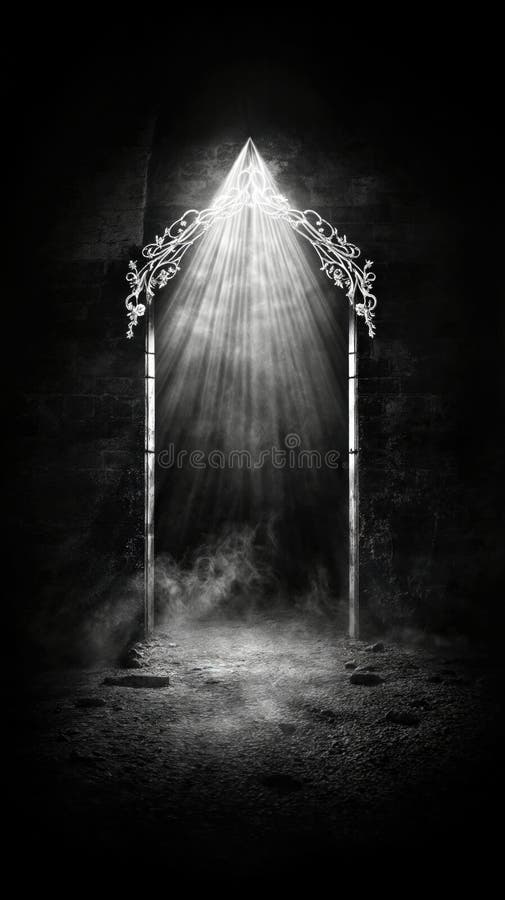 Mystical Dark Portal: Illuminated Gateway with Ethereal Light and ...