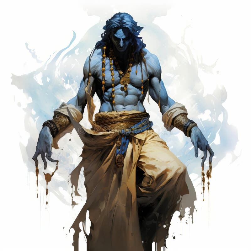 Majestic Djinn Figure in Vibrant Colors and Gold Jewelry Stock ...