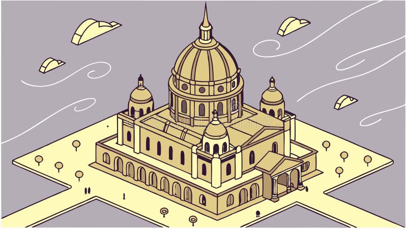 Mystical Dome Structure, Elevated Fantasy Building, Vector Design ...