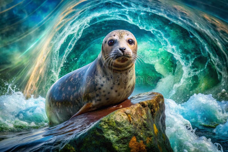 Mystical Double Exposure a Seals Abstract Scratching Marks Against a ...