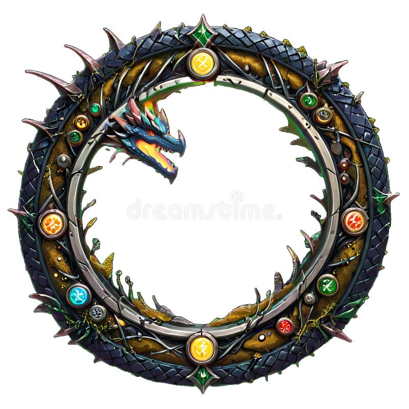 A Mystical Dragon-Themed Token Ring with Elemental Symbols Stock Photo ...