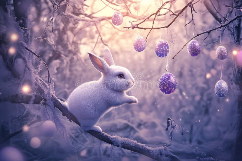 Mystical Easter Bunny Hopping Glowing Enchanted Forest Where Shimmering ...