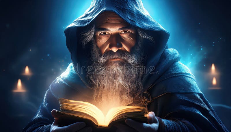 Elder Wizard Conjures Magic from a Stock Photo - Image of shadows ...