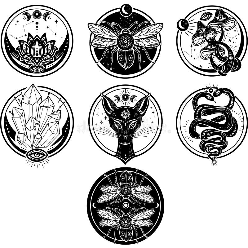 Mystical and Esoteric Elements Magic Stock Vector - Illustration of ...
