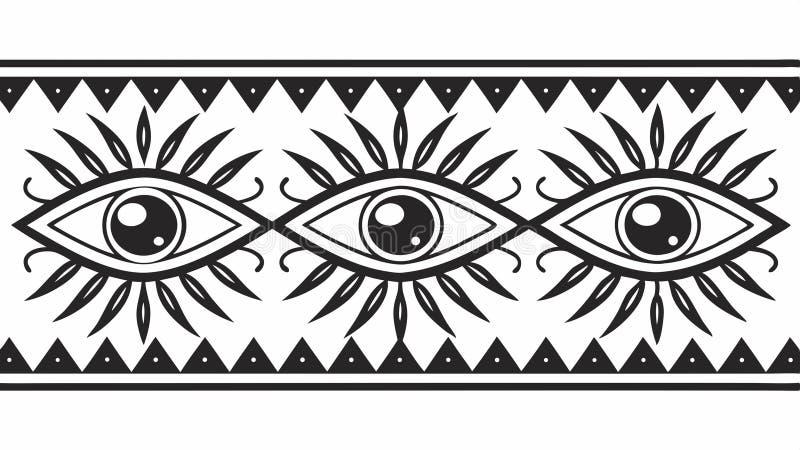 Mystical Evil Eye Pattern, Protective Symbol Border, Vector Design ...