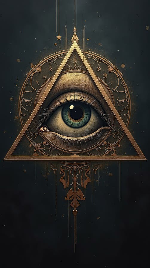 Mystical Eye Inside Ornate Triangle with Cosmic Elements Stock ...