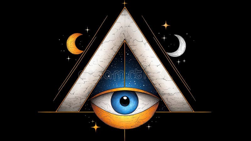Mystical Eye Inside Triangle with Celestial Elements and Elegant Design ...