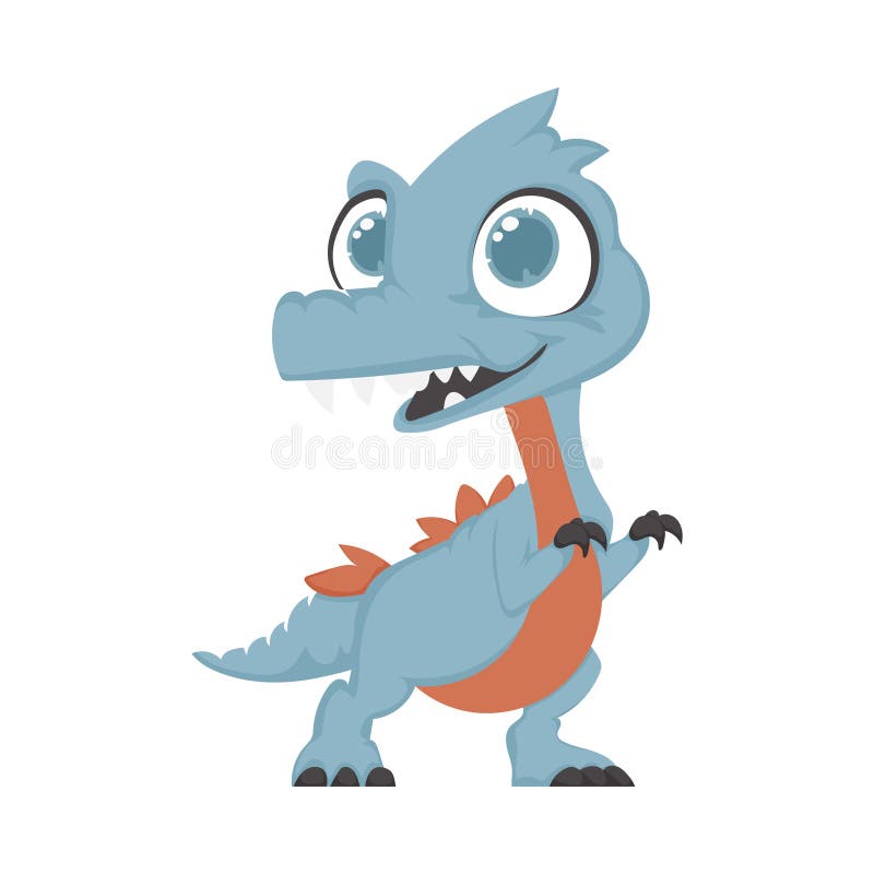 Mystical, Fabulous Funny Blue Dinosaur. Cartoon Style Stock Vector ...