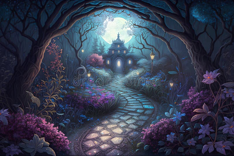 Mystical Fantasy Landscape with a Path Leading To the Temple. Stock ...