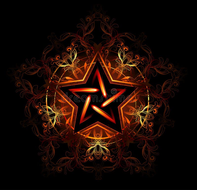 Mystical fiery star stock illustration. Illustration of drawing - 33907389