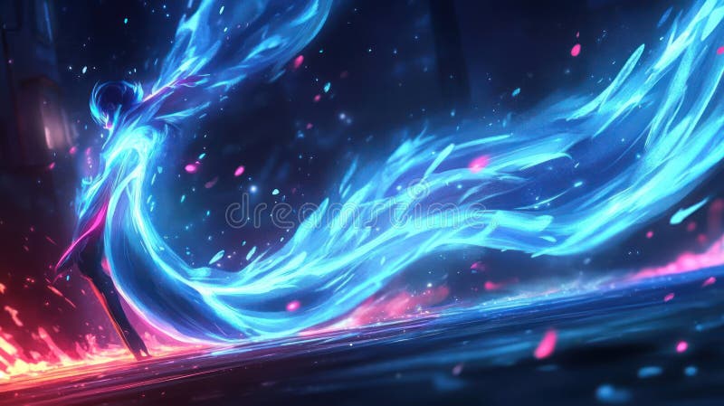 A Mystical Figure with Flowing Energy Trails, Evoking a Sense of Magic ...