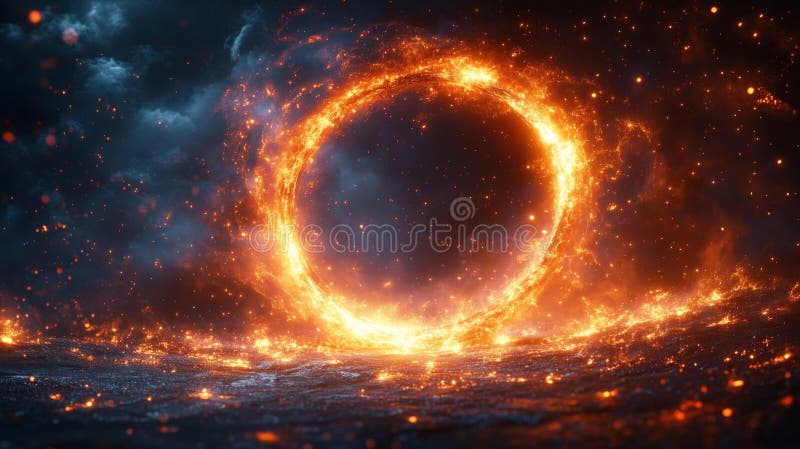 Mystical Fire Orb Glowing in a Cosmic Universe Scene Stock Image ...