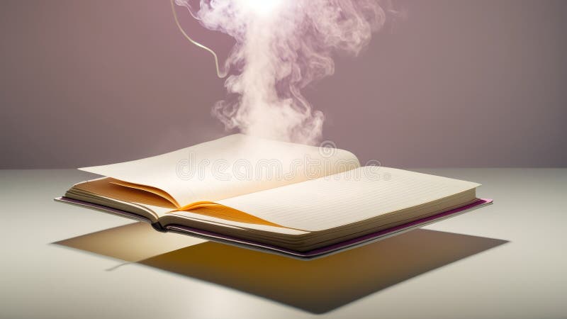Mystical Floating Book with Surreal Smoke and Light Highlighting Magic ...