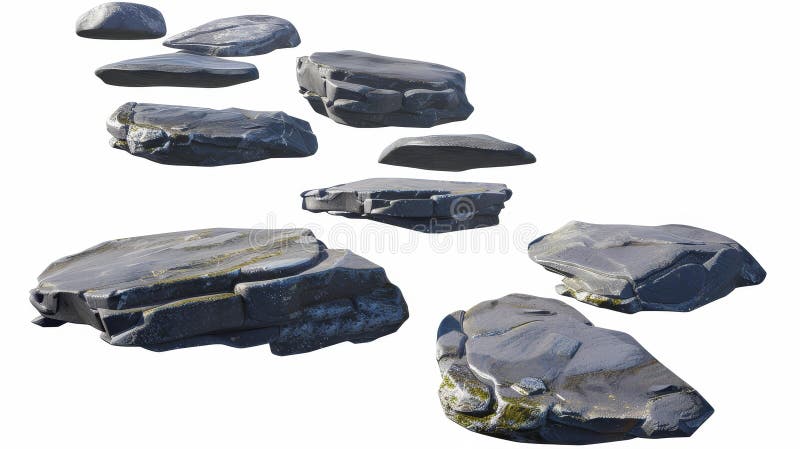 Mystical Floating Stones Creating a Skyhigh Pathway Stock Illustration ...