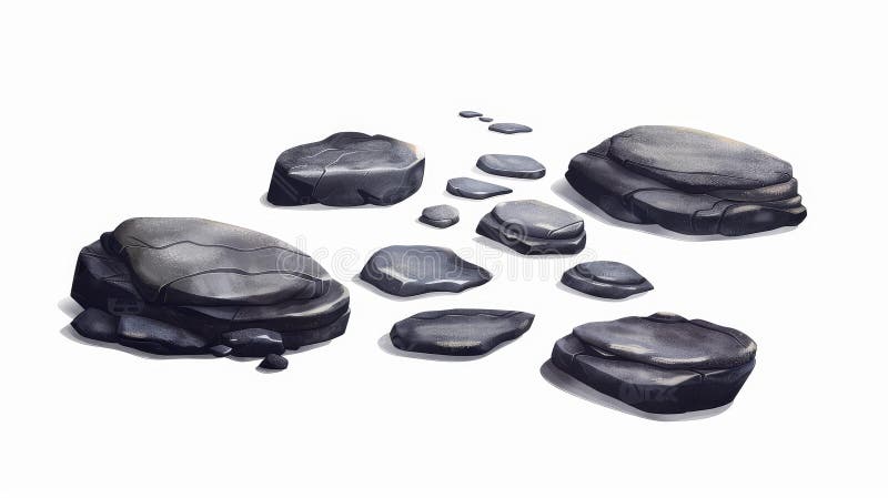 Mystical Floating Stones Creating a Skyhigh Pathway Stock Illustration ...