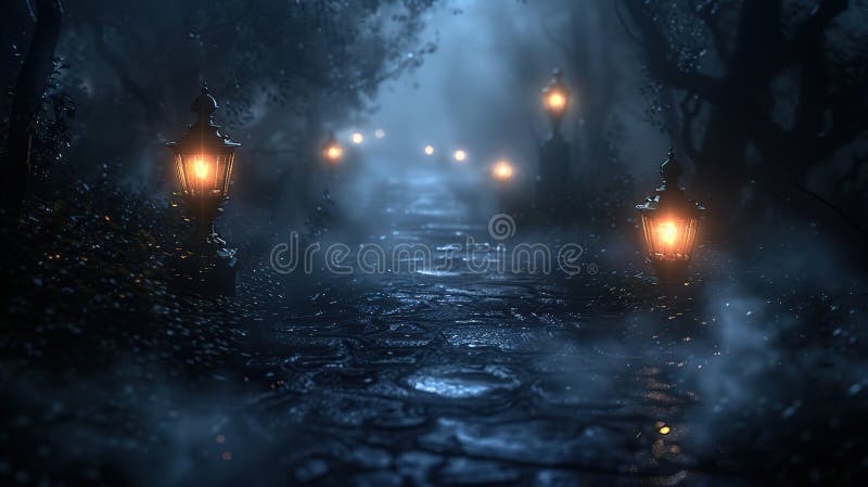 Mystical Foggy Path stock illustration. Illustration of mystic - 330637435