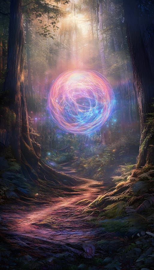 Mystical Forest of Arcane Energy Stock Illustration - Illustration of ...
