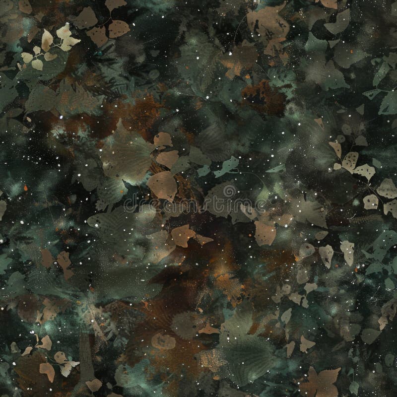 Mystical Forest Camouflage Texture with Sparkling Elements Stock Image ...
