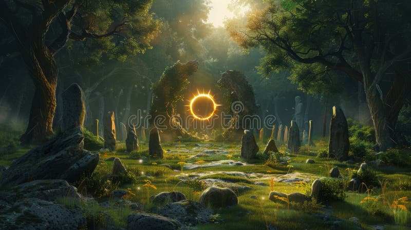 A Mystical Forest Clearing with a Glowing Omega Symbol Hovering ...