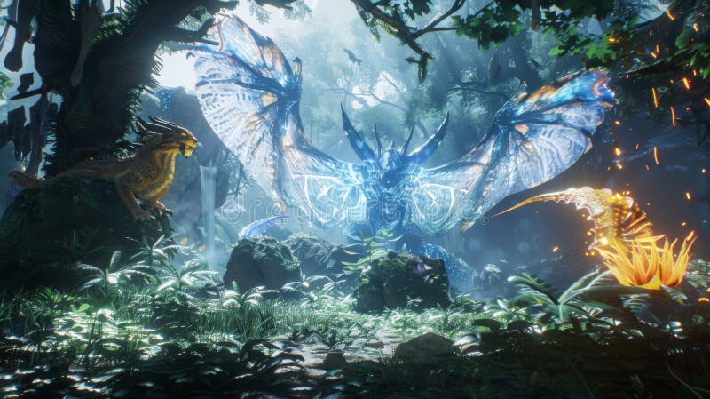 In a Mystical Forest the Convergence of Different Elemental Creatures ...