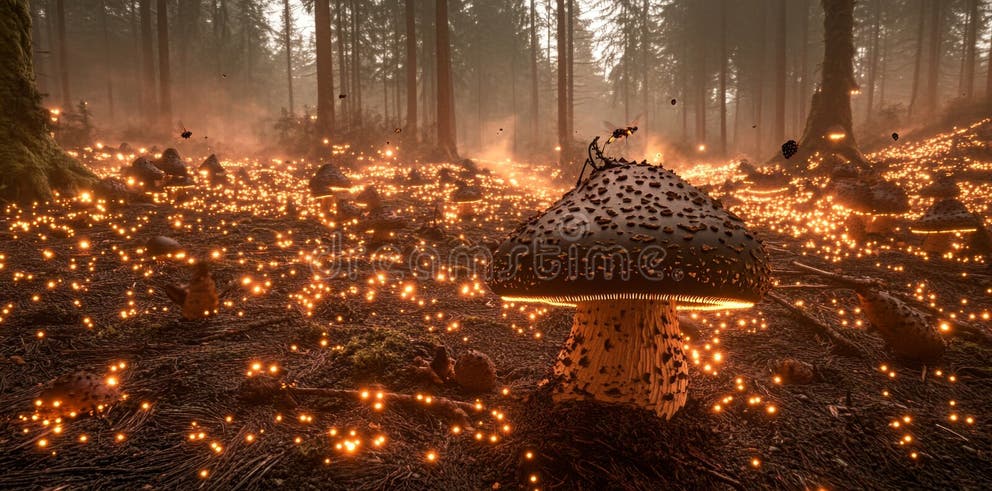 A Mystical Forest with Glowing Toadstools and Charmed Lights in a ...
