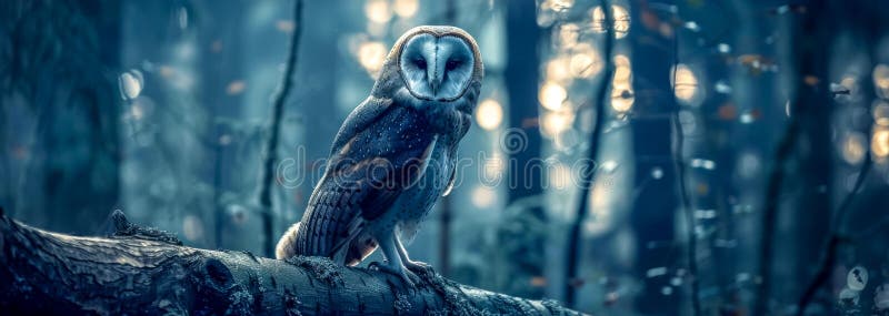 Mystical Forest Owl at Dusk Stock Photo - Image of perched, environment ...