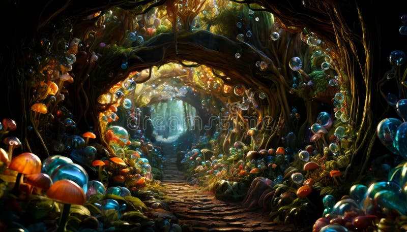 Enchanted Forest Path Whimsical Tunnel Trees Stock Photos - Free ...