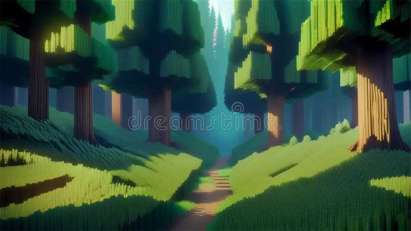 Mystical Forest Path in Digital Pixel Art Style Stock Footage - Video ...