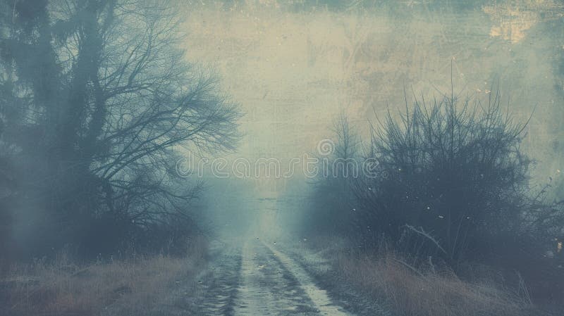 Mystical Forest Path with Foggy Atmosphere Stock Illustration ...