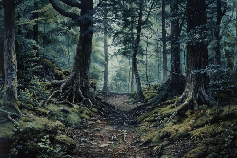 Mystical Forest Path at Twilight Stock Photo - Image of wilderness ...