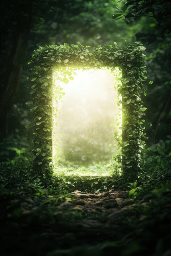 Mystical Forest Portal Illuminated by Magical Light Amidst Lush ...