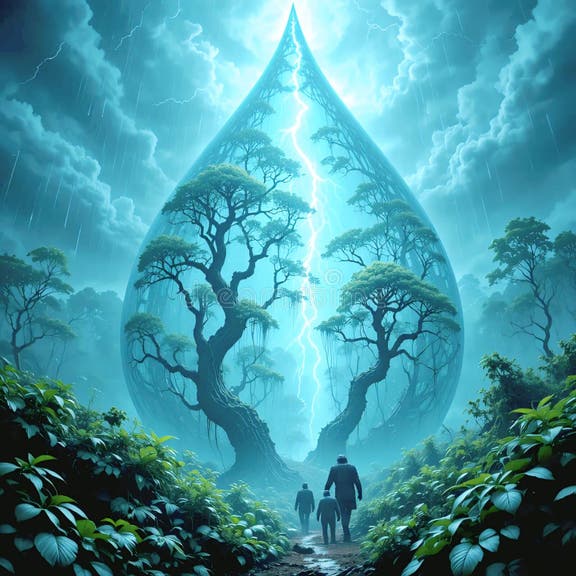 The Mystical Forest Portal Under the Storm Stock Illustration - Illustration of portal, storm ...