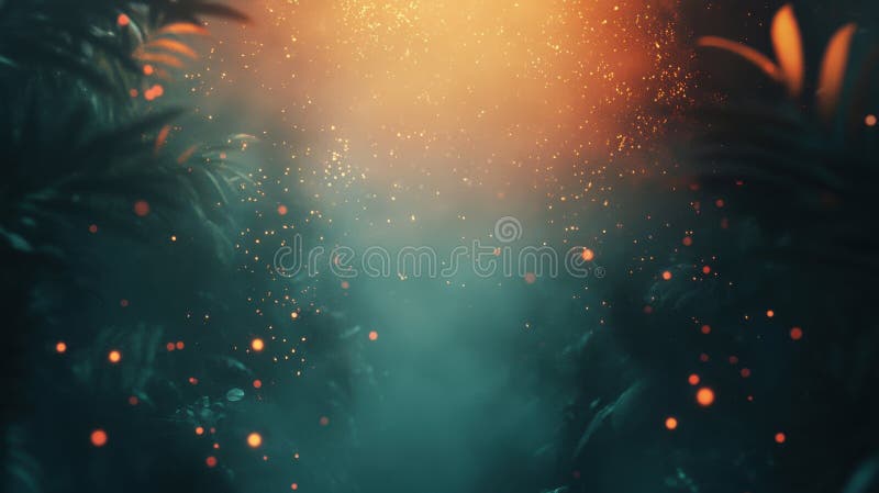 Mystical Forest Scene with Glowing Particles and Warm Light Creating an ...