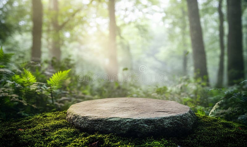 Mystical Forest Stone Platform: Nature Background High Quality Image ...